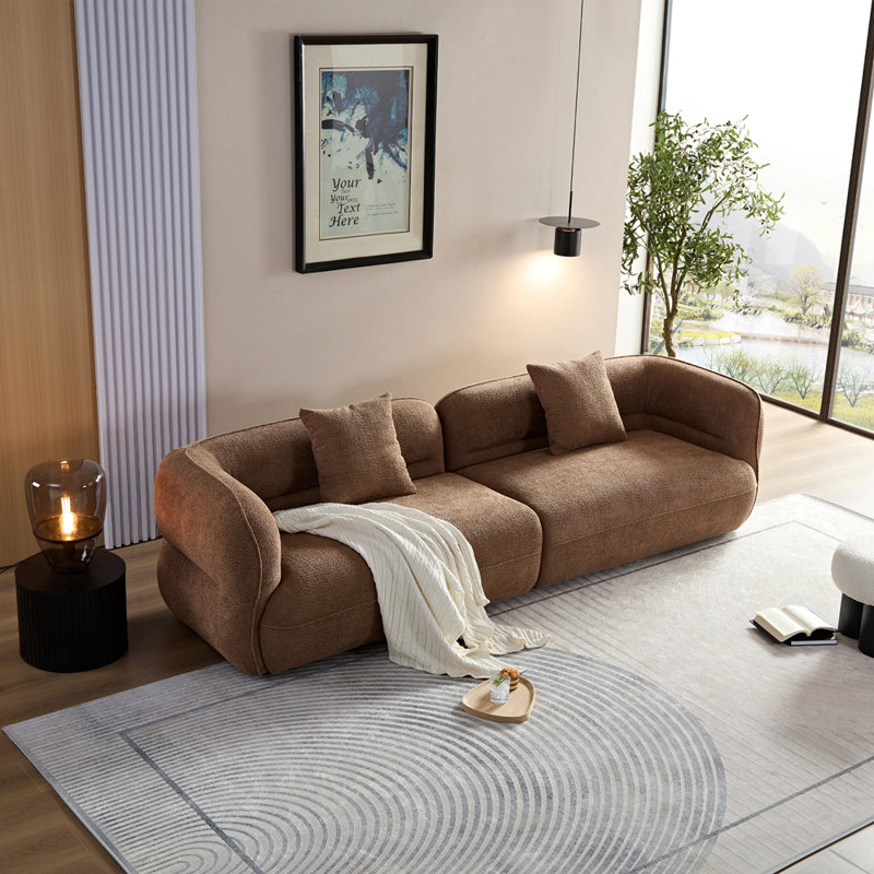 Comfortable living room sofa with 2 throw pillow. White